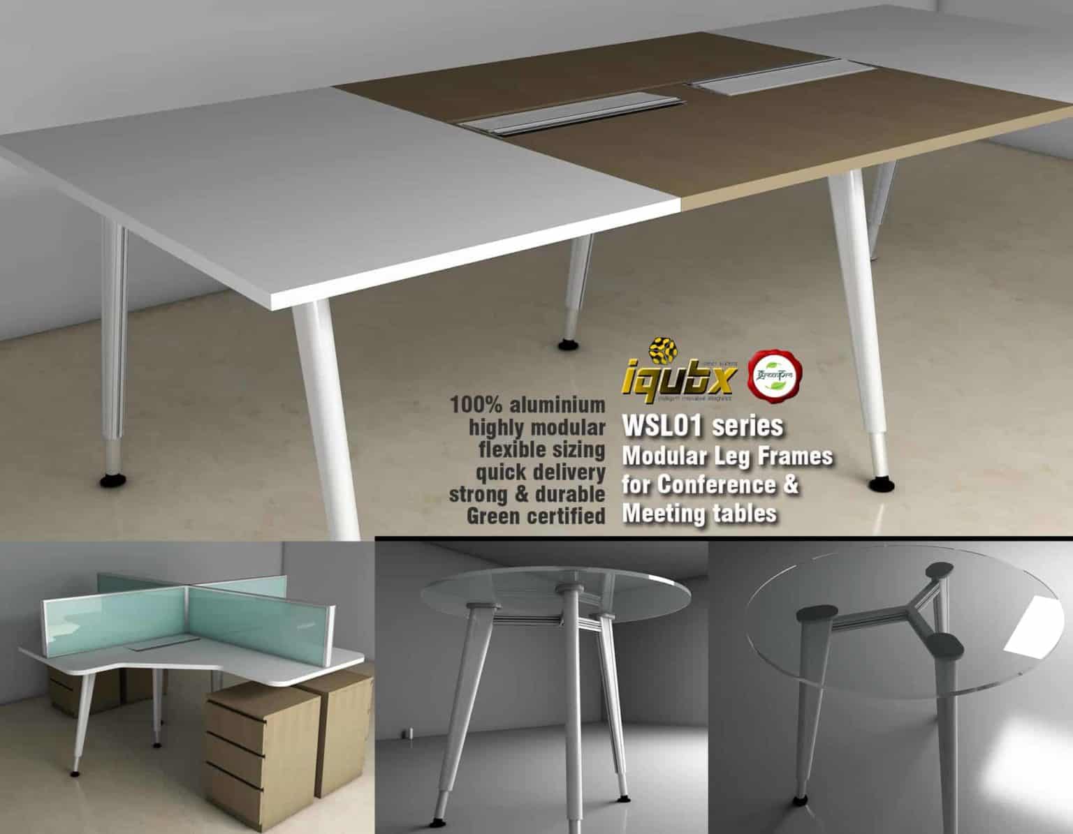 Metal table leg frames for modular workstation desks