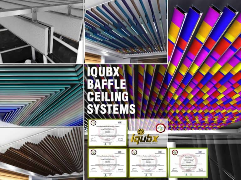 IQUBX greenpro certified -Modular-Multifinish-Acoustic-Baffle Ceiling